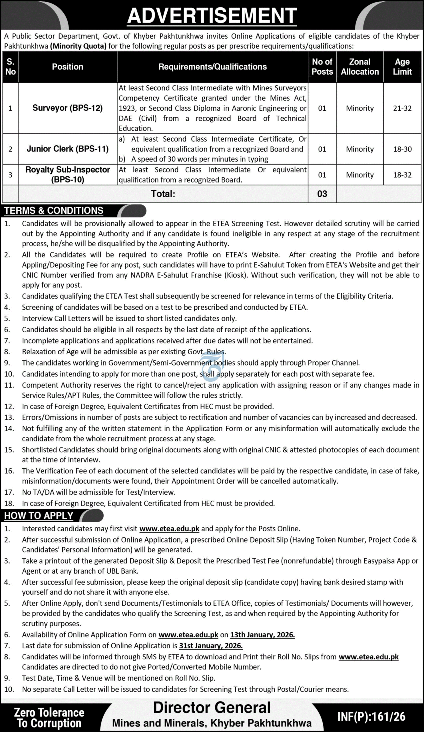 Khyber Pakhtunkhwa Public Sector Jobs 2026 – Surveyor, Junior Clerk ...