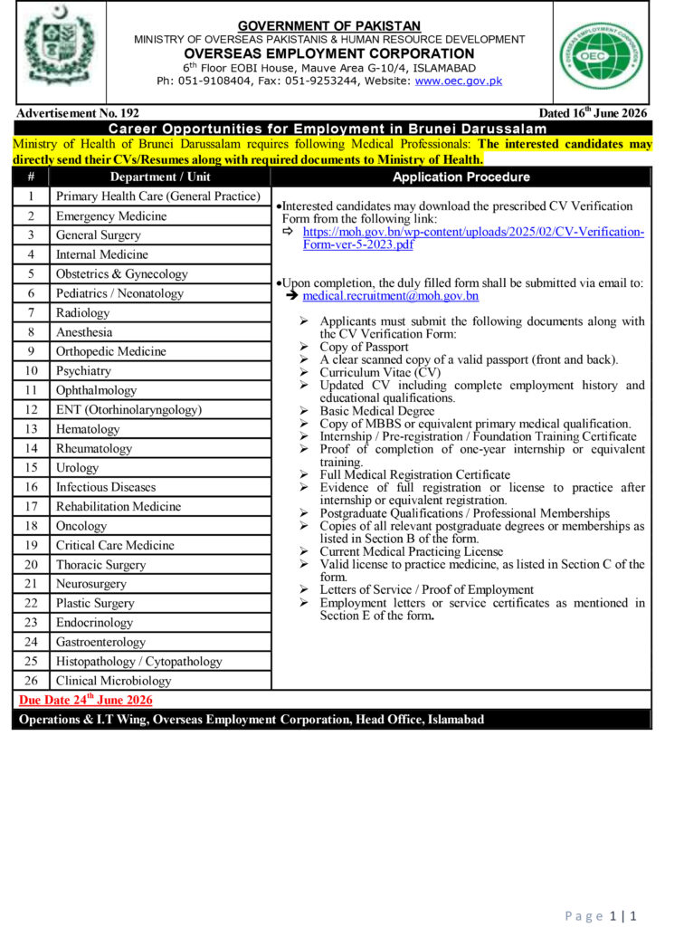 Brunei Medical Jobs 2026 - Ministry Of Health Career Opportunities ...